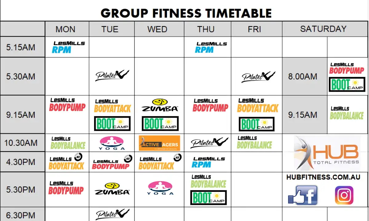 Timetable - Hub Total Fitness